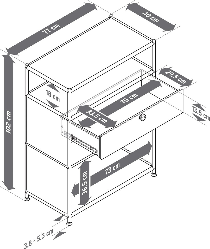 Tchibo - Kovová komoda »Cn3« se 2 zásuvkami