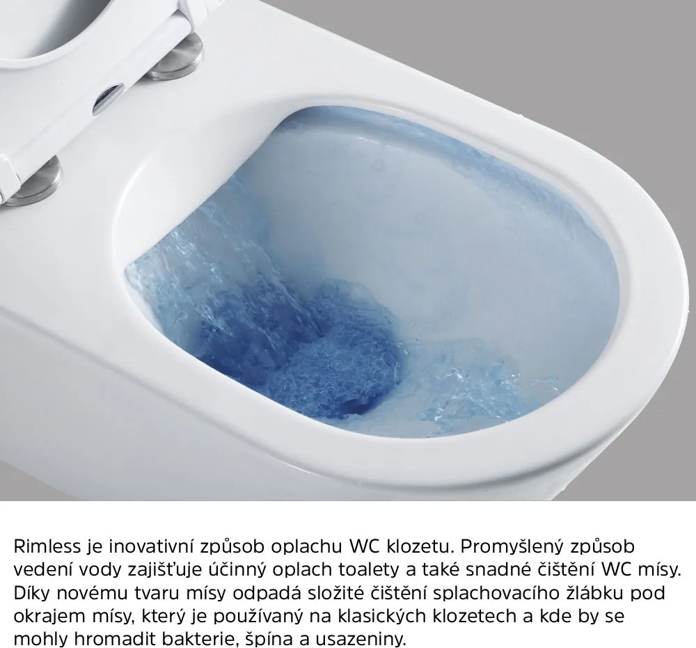 Mereo Mereo, WC závěsné kapotované, RIMLESS, 490x370x360, keramické, vč. sedátka CSS115SN, VSD82S2