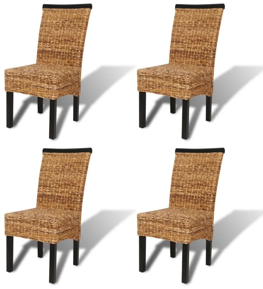 Jídelní židle 4 ks abaka a masivní mangovníkové dřevo - Default Title