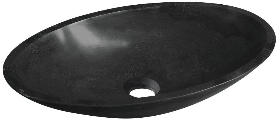 Sapho BLOK kamenné umyvadlo 60 x 11 x 35 cm Marquin černý matný 2401-40