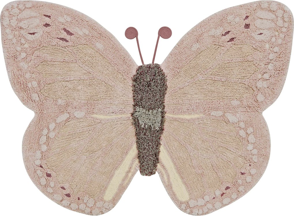 Lorena Canals, Kusový koberec Baby Butterfly, 90x120, růžová, dětský pokoj