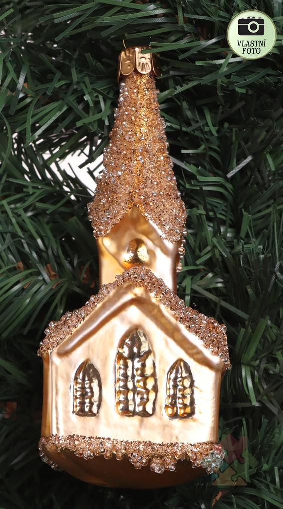 Vánoční ozdoba kostel zlatý