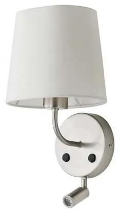 Redo Nástěnná LED lampa Piccadilly 1xE27 + LED 3W Barva: Chrom, Barva stínidla: béžová
