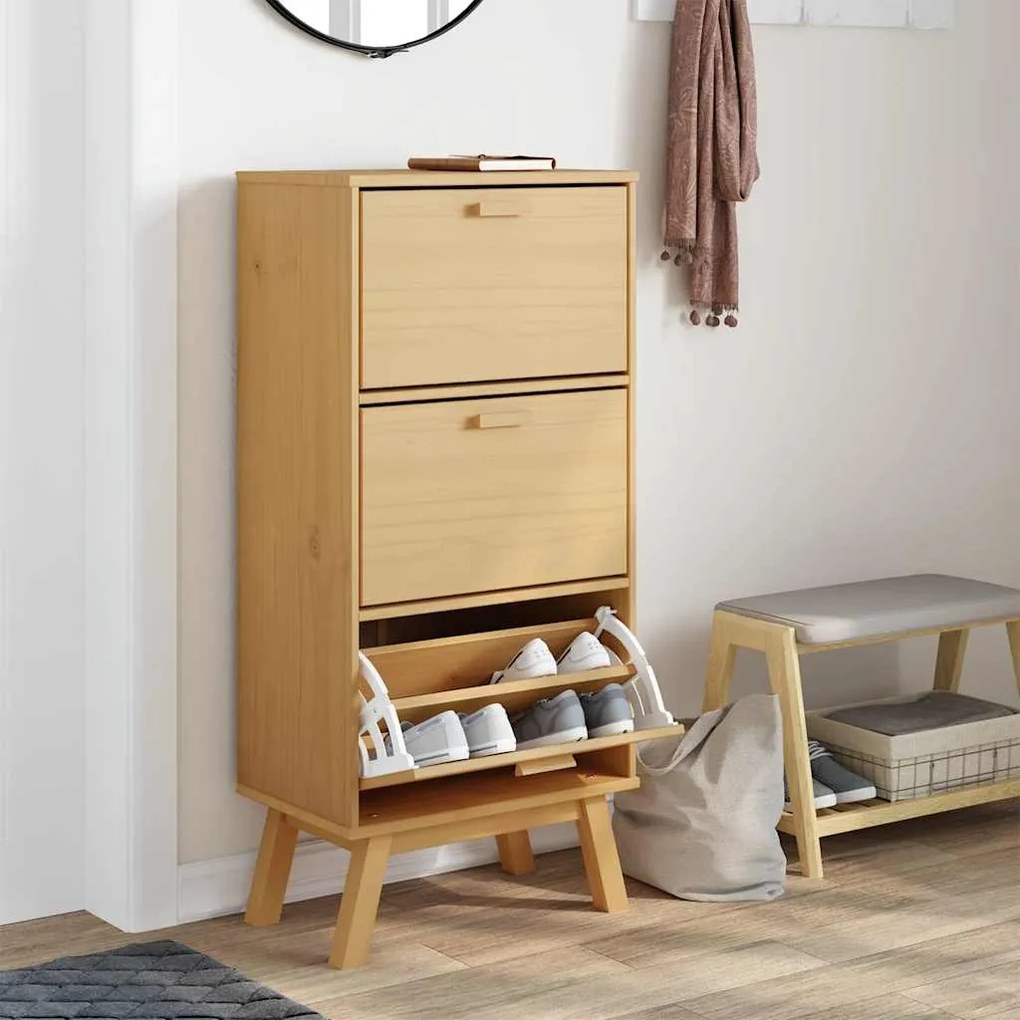Botník Olden Hnědý 55 X 35 X Masivní Borové Dřevo Hnědá