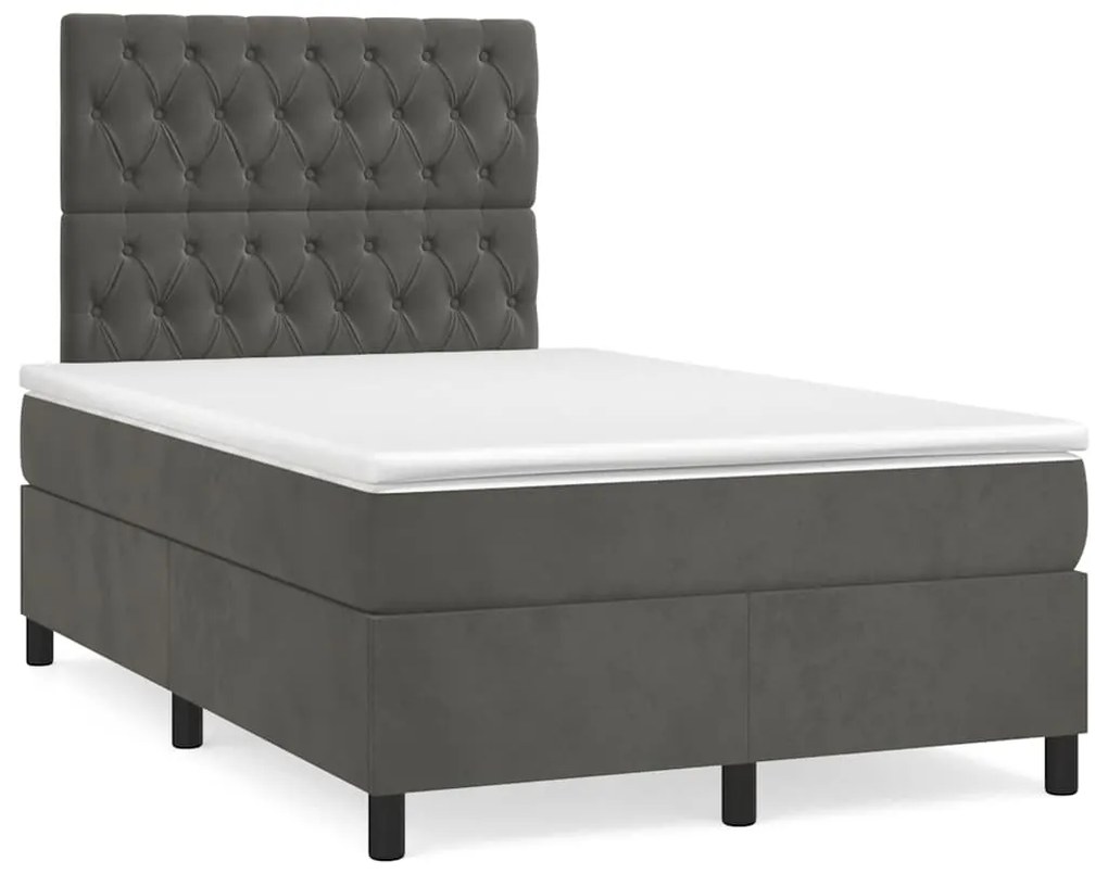 Box spring postel s matrací tmavě šedý 120x190 cm samet 3270014