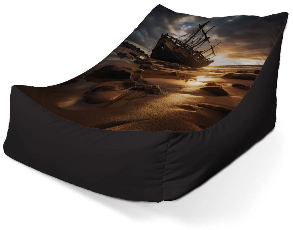 Sablio Sedací vak Lounge Vrak lodi při západu slunce - 80 x 95 x 50 cm