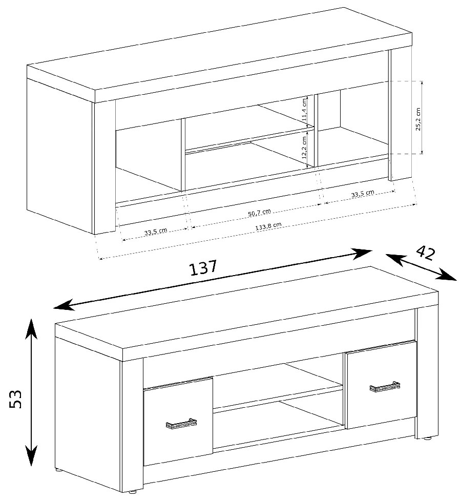 Obývací stěna INDIANAPOLIS s | sestava A | 330 cm + stolek 120x60 cm | jasan světlý