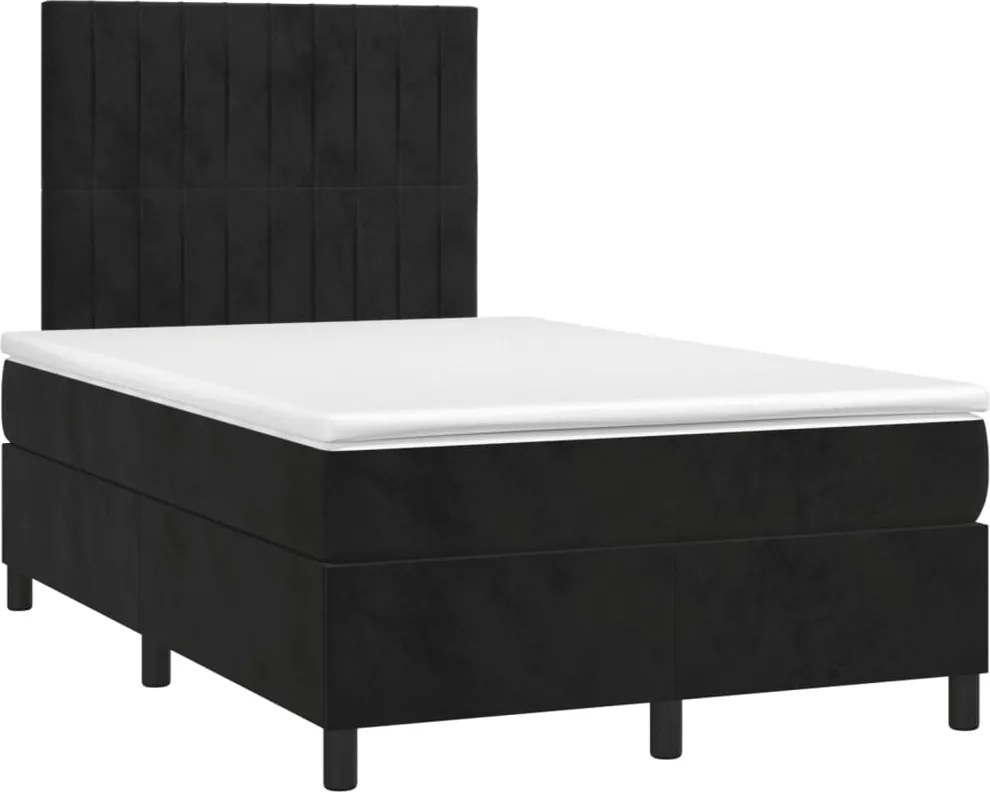 Box spring postel s matrací a LED černá 120x200 cm samet 3136235