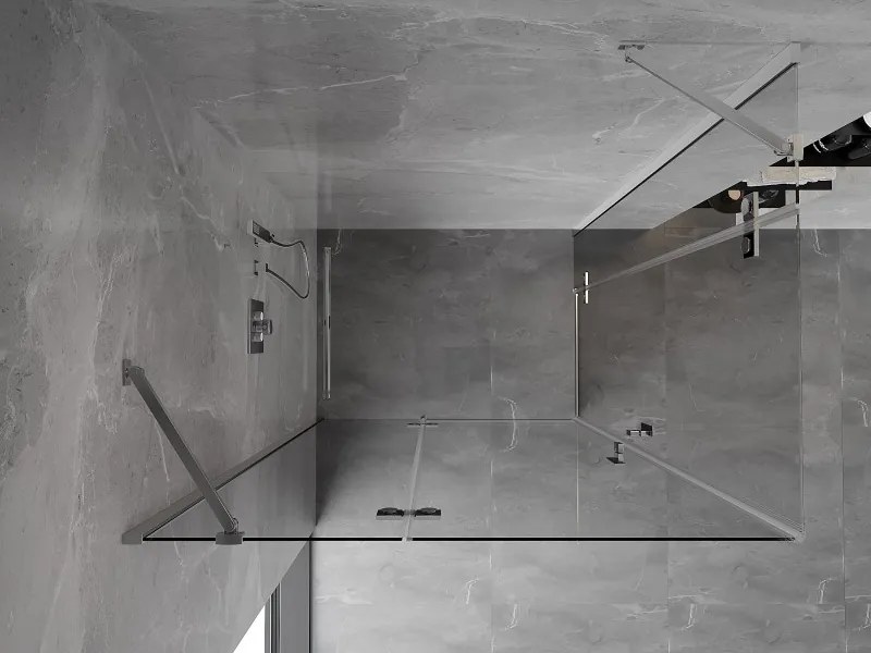 Mexen Mist-H Duo, 2-křídlý výklopný sprchový kout 110 x 100 cm, čiré sklo, chromový profil, 8A5-110L-100P-01-00