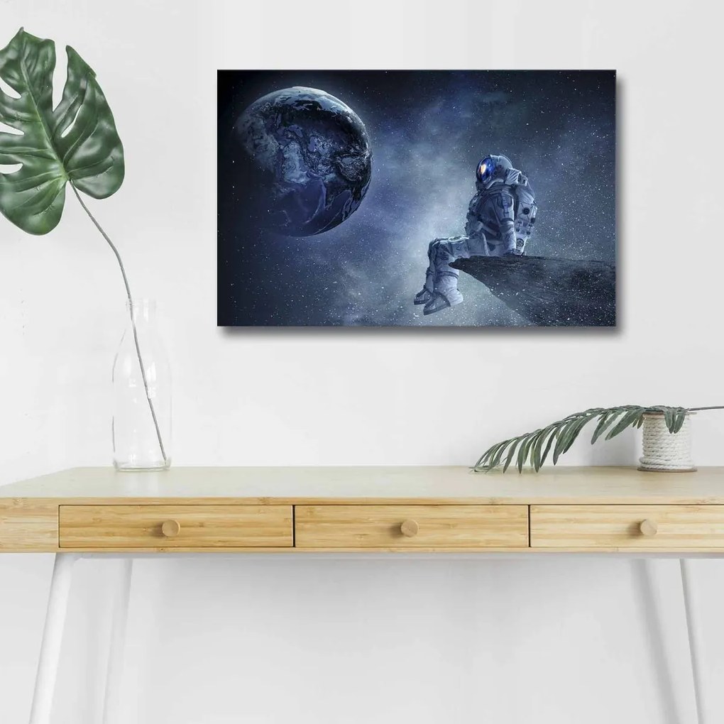 Obraz s LED osvětlením ASTRONAUT VE VESMÍRU II 45 x 70 cm