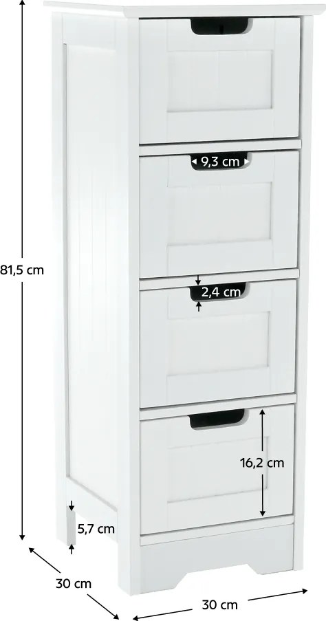 4-šuplíková komoda, bílá, ATENE TYP 7