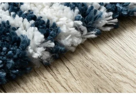 koberec UNION 4080 Pruhy modrý / krém střapce, Maroko Shaggy velikost 160x220 cm | krásné koberce cz