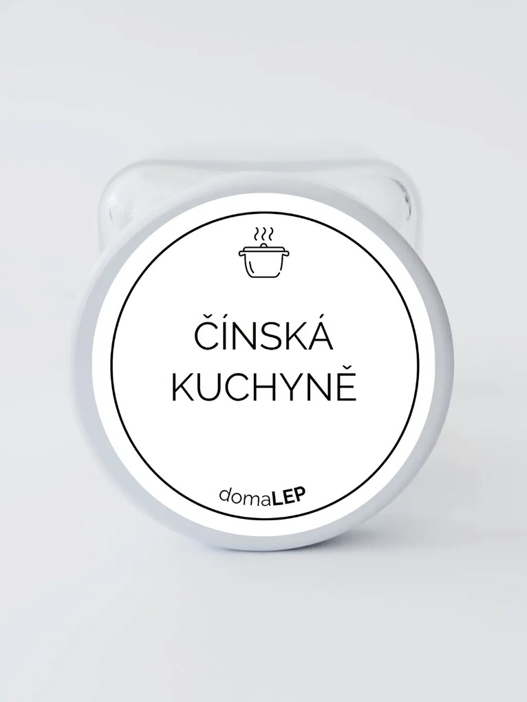 Samolepka na kořenky ČÍNSKÁ KUCHYNĚ bílá 5 cm základní písmo
