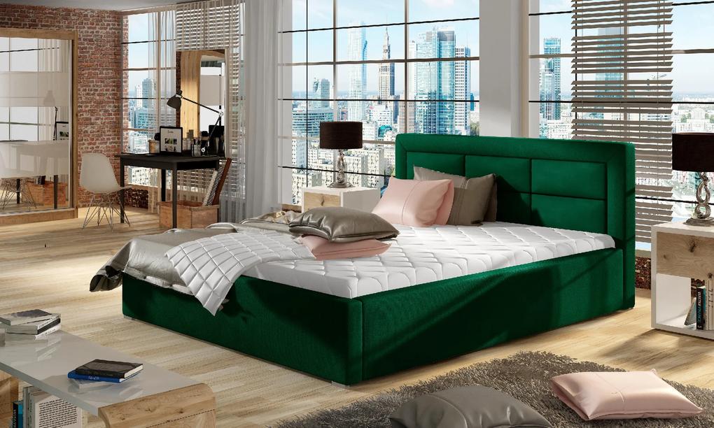 Eltap Čalouněná postel Rosano s úložným prostorem Materiál a barva potahu: Kronos 19 - tmavě zelená, Rozměry (cm): 140x200