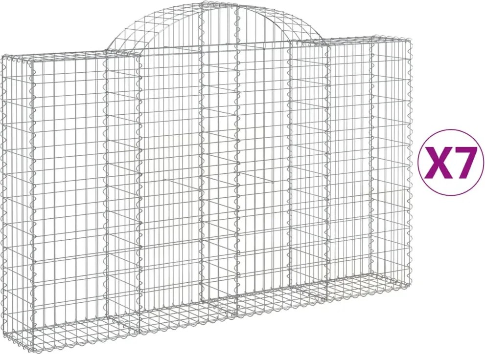 Klenuté gabionové koše 7 ks 200x30x120/140cm pozinkované železo 3146136
