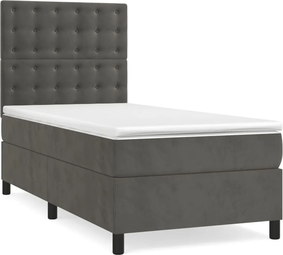 Box spring postel s matrací tmavě šedá 90x200 cm samet 3143242