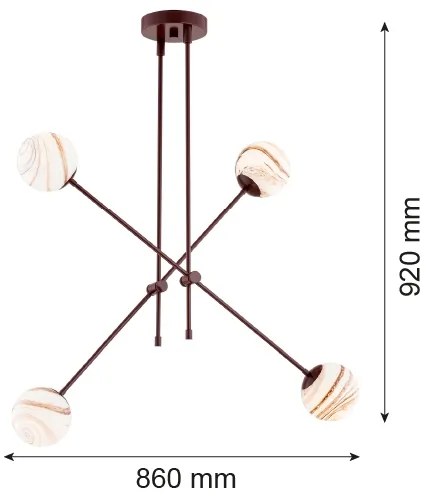 Argon 1842 - Lustr na tyči ABSOS 4xE14/7W/230V alabastr hnědá