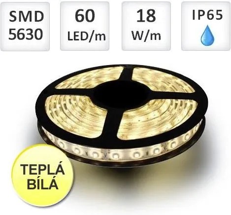 LED21 LED pásek PROFI 60LED/m 5630 18W/m TEPLÁ silikon role 5m