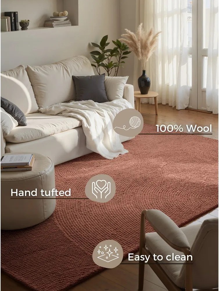 Ručně tkaný vlněný koberec v terakotové barvě 120x180 cm Calmio – Hanse Home