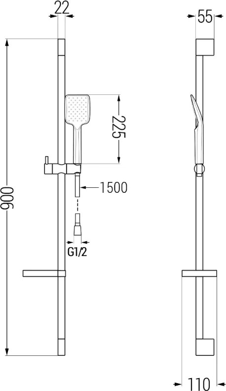 Mexen sprchový set DS62, černý, 785624583-70