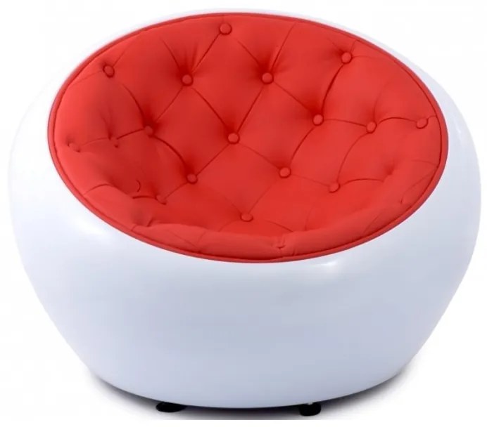 Křeslo Lazzy chair s elegantním prošíváním, bílá/červená