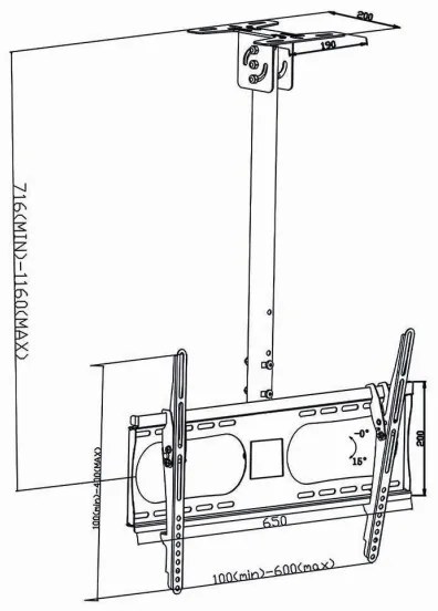 Nedis TVCM1350BK - Stropní držák pro Full Motion TV 42-65”