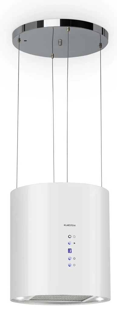 Klarstein Barett, digestoř, 35 cm, ostrůvková, 560 m³/h, LED, filtr s aktivním uhlím, bílá