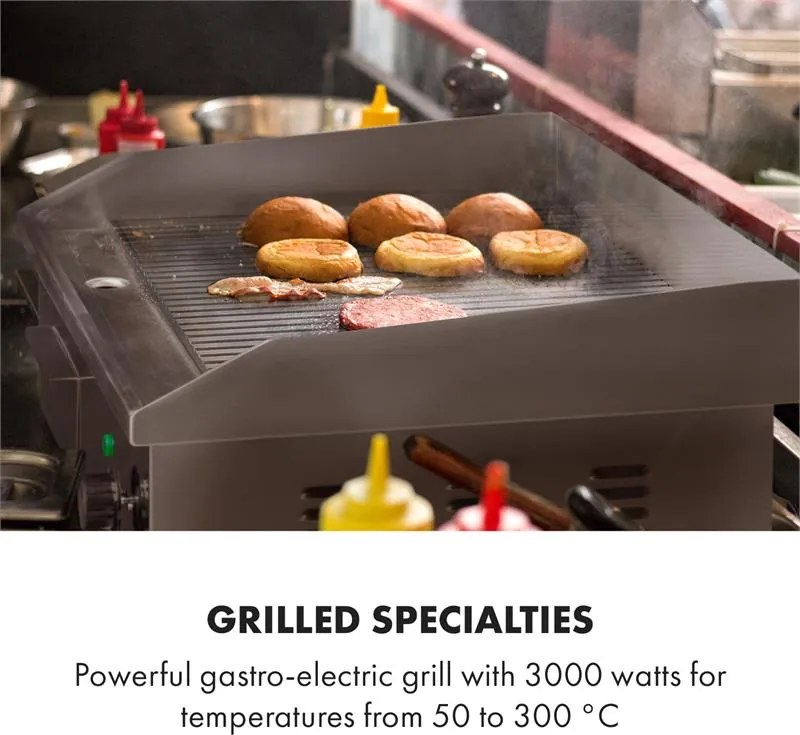 Klarstein Grillmeile 3000R, elektrický gril, 3000 W, 54,5 x 35 cm, žebrovaný