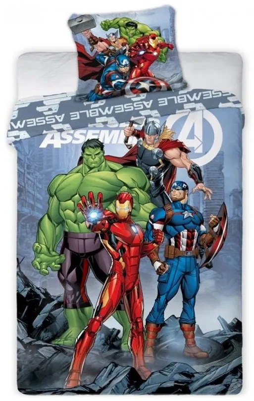 Bavlněné ložní povlečení Avengers - Sjednocení / Assemble - 100% bavlna - 70 x 90 cm + 140 x 200 cm