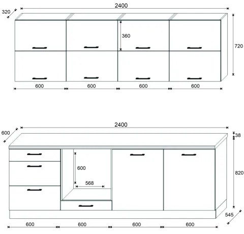 Kuchyňská linka ELISE 240 cm grafit