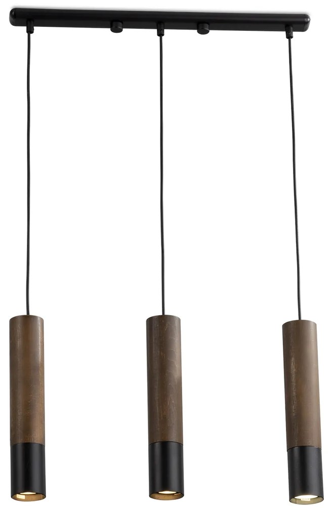 Light for home - Závěsný lustr na lanku 40599 "GLAZE WOOD", 3x35W, GU10, Černá