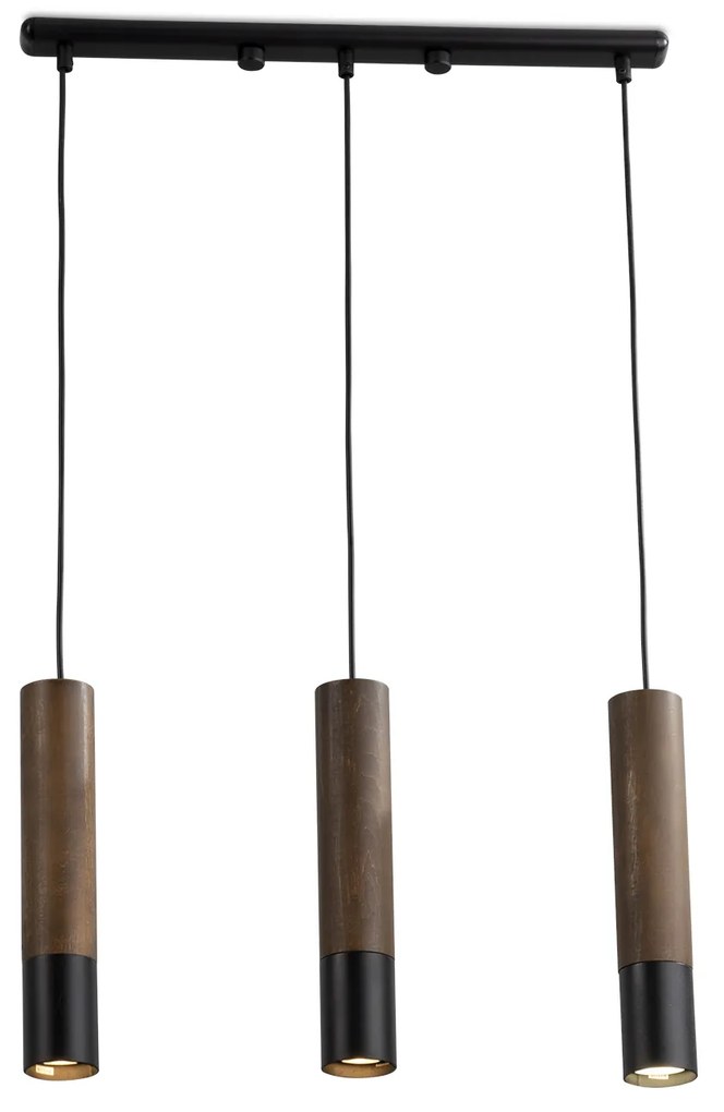 Light for home - Závěsný lustr na lanku 40599 "GLAZE WOOD", 3x35W, GU10, Černá