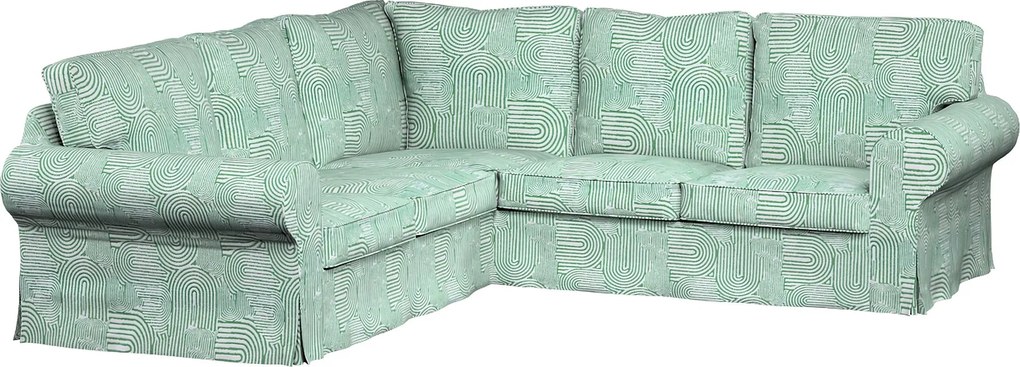 Potah na pohovku IKEA  Ektorp rohová barva zelená látka pletený vzor, vzorované
