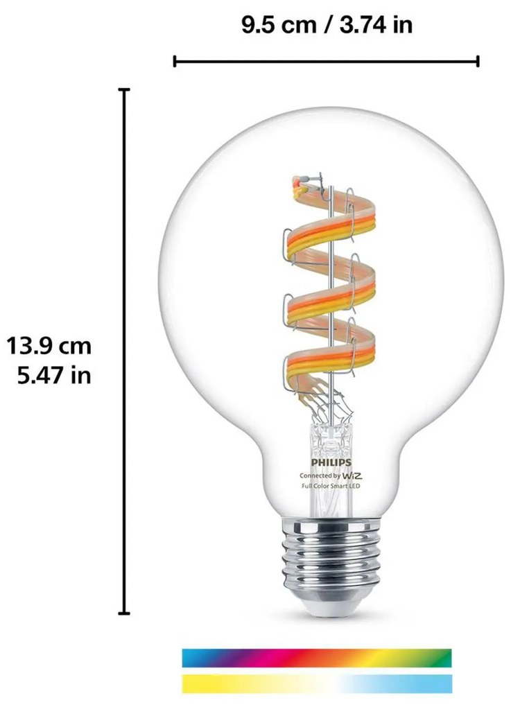 WiZ G95 LED filament globe WiFi E27 6,3W RGBW