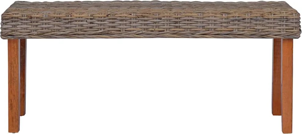 Lavice 110 cm přírodní kubu ratan a masivní mahagon 285791