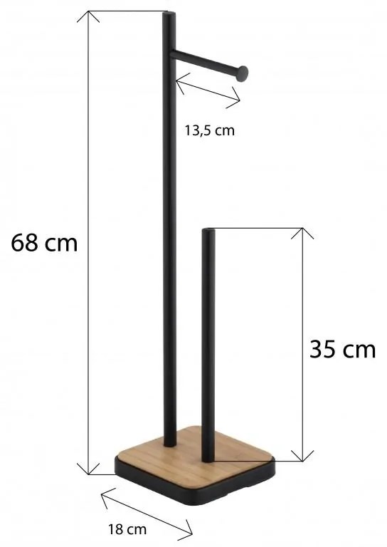 Erga Saga, držák na WC papír se zásobníkem 18x18x68 cm, černá matná-hnědá, ERG-YKA-P.SAGA