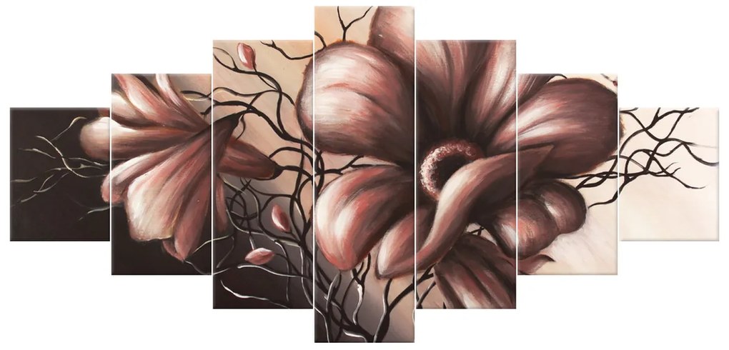 Gario Ručně malovaný obraz Jemné jiřiny - 7 dílný Rozměry: 210 x 100 cm