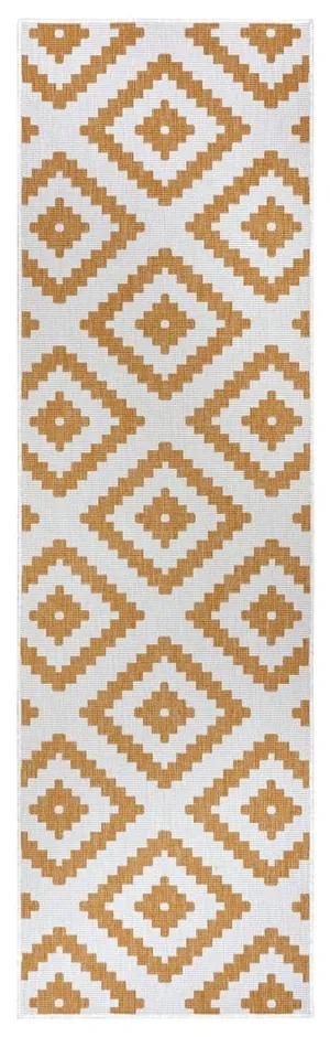 Okrově žluto-bílý venkovní koberec 80x250 cm Malta – NORTHRUGS