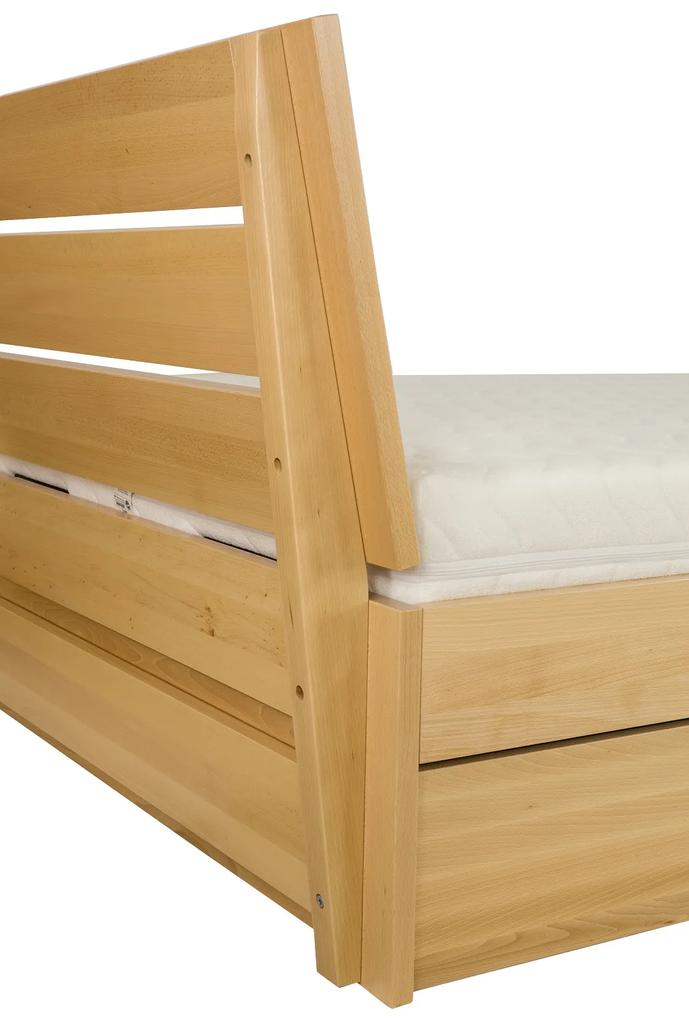 Drewmax LK192 BOX 140x200 cm dřevěná postel masiv buk dvojlůžko