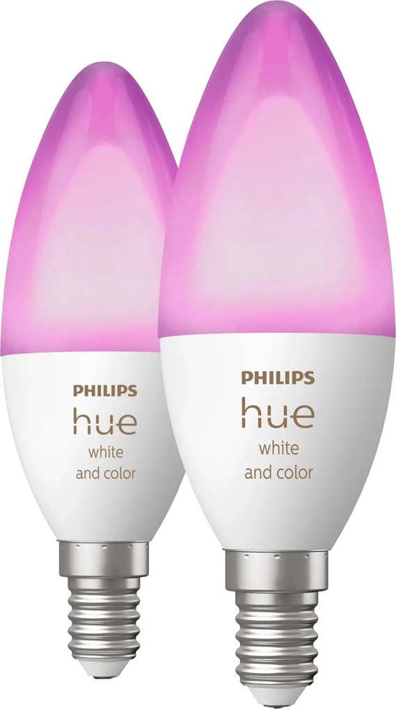 Philips Hue Smart žárovka White&Color Amb. E14 C39 5,3W 470lm 2000-6500K, 2ks