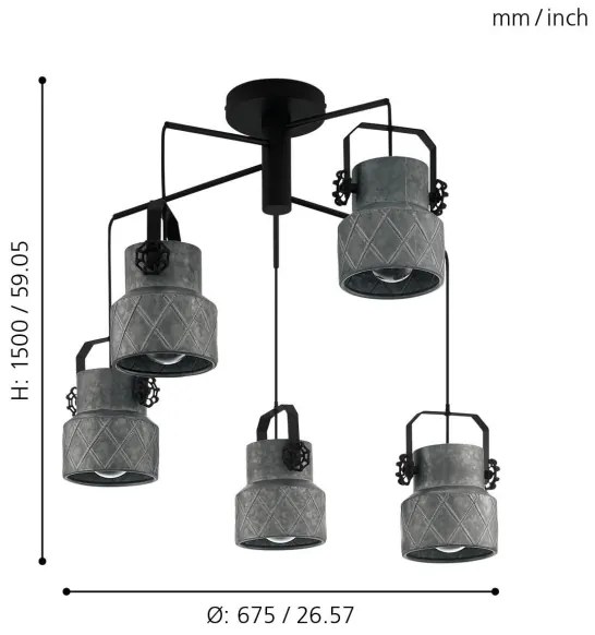 Eglo 39856 - Přisazený lustr HILCOTT 5xE27/40W/230V
