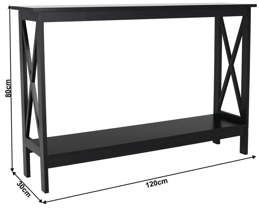 Kondela Konzolový stolek, černá, APOLOS