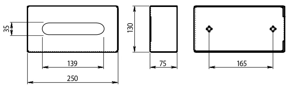 Gedy Zásobník na papírové kapesníky závěsný, 250x75x130 mm, nerez mat 230838