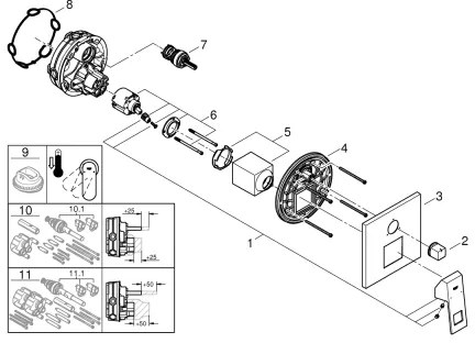 GROHE 24094000 - Baterie EUROCUBE s 3cestným přepínačem lesklý chrom