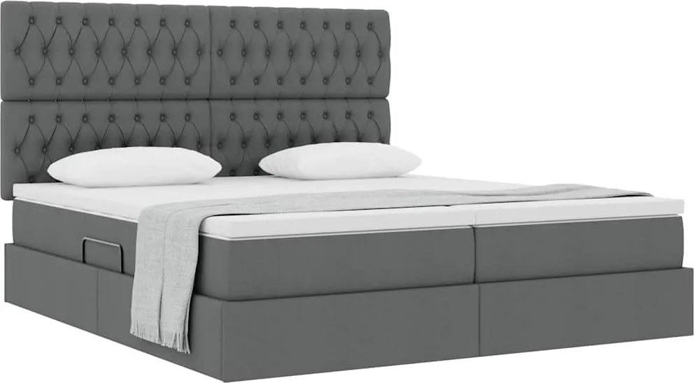Postel s úložným prostorem Tmavě šedá 180 x 200 cm Textil 3372210