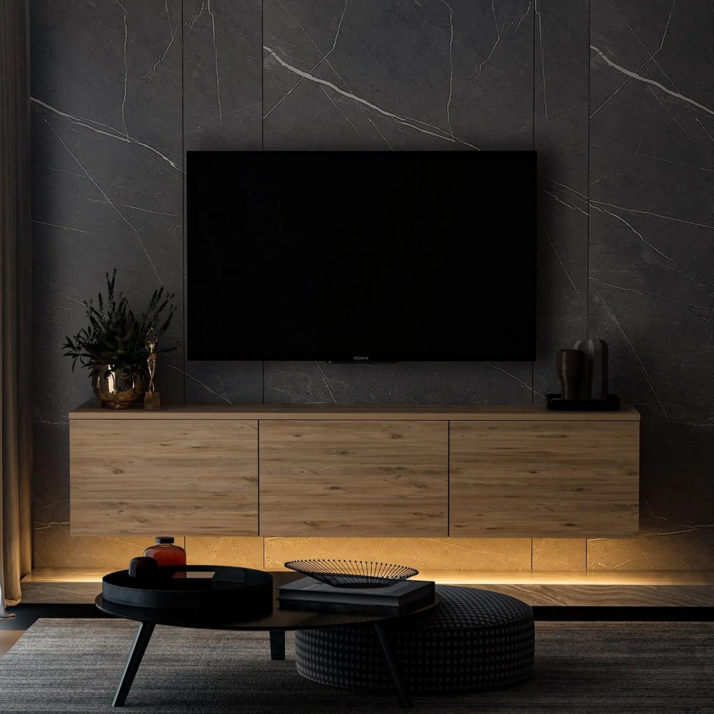 Kalune design Dřevěný TV stolek NEON 160x32 cm 382NRC1128