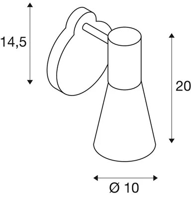 SLV Phelia, kónické nástěnné svítidlo 1xGU10 s vypínačem, černá, výška 20cm