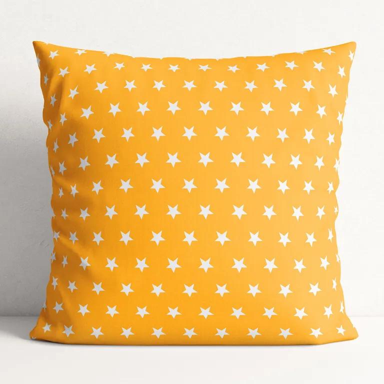 Goldea bavlněný povlak na polštář - bílé hvězdičky na oranžovém 45 x 45 cm