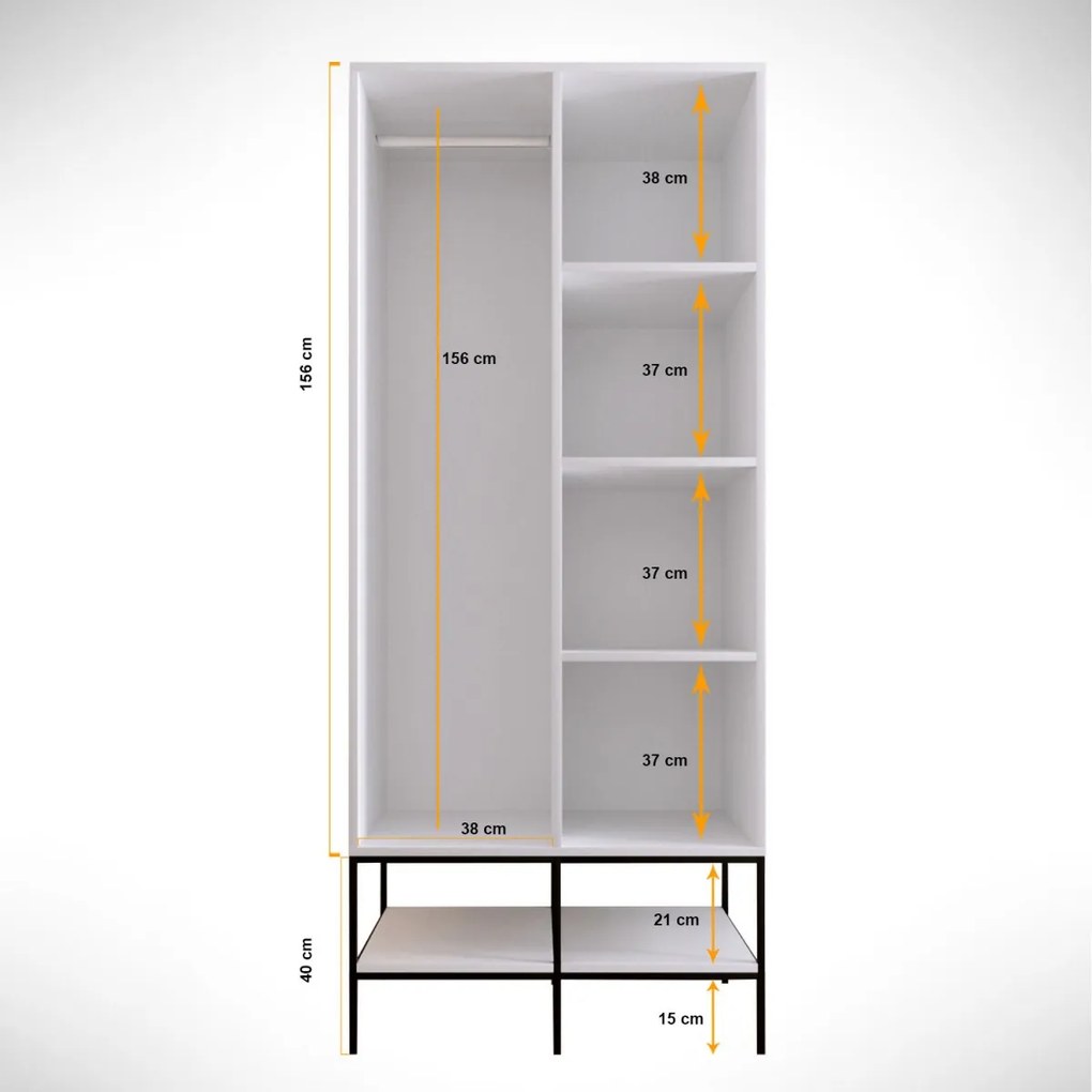 Šatní skříň Martin I 84 cm bílý mramor/zlatá