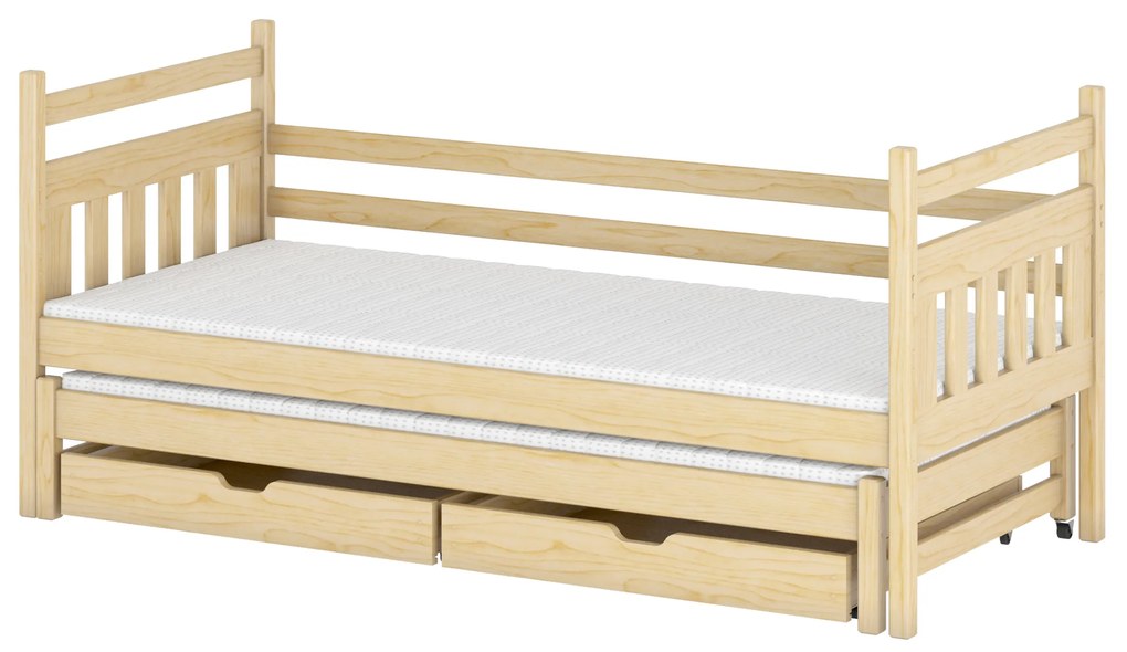 Dětská postel 90 cm DANNY (s roštem a úl. prostorem) (borovice). 1013064